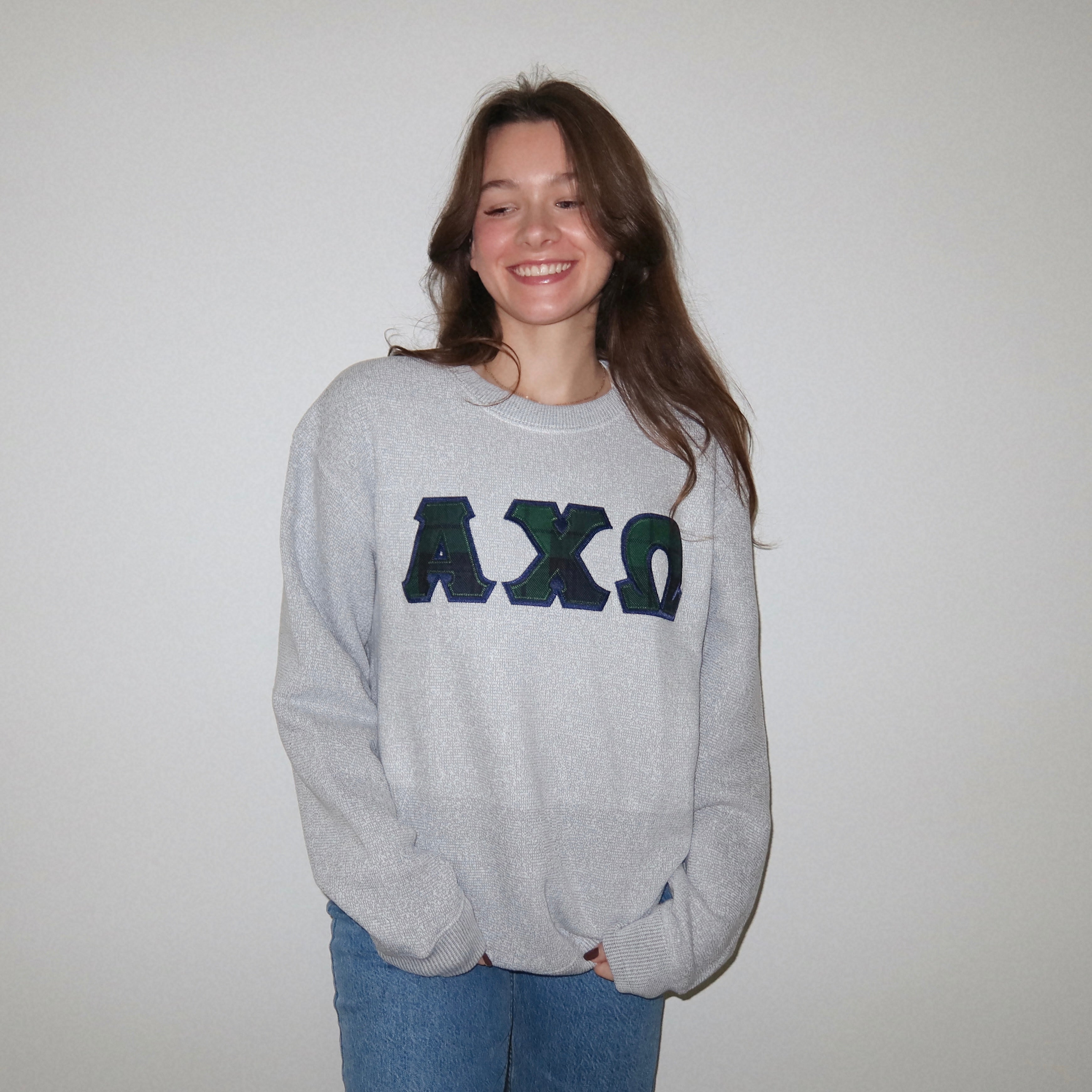 Nantucket Nights Plaid Applique Sorority Crew – The Letter Market