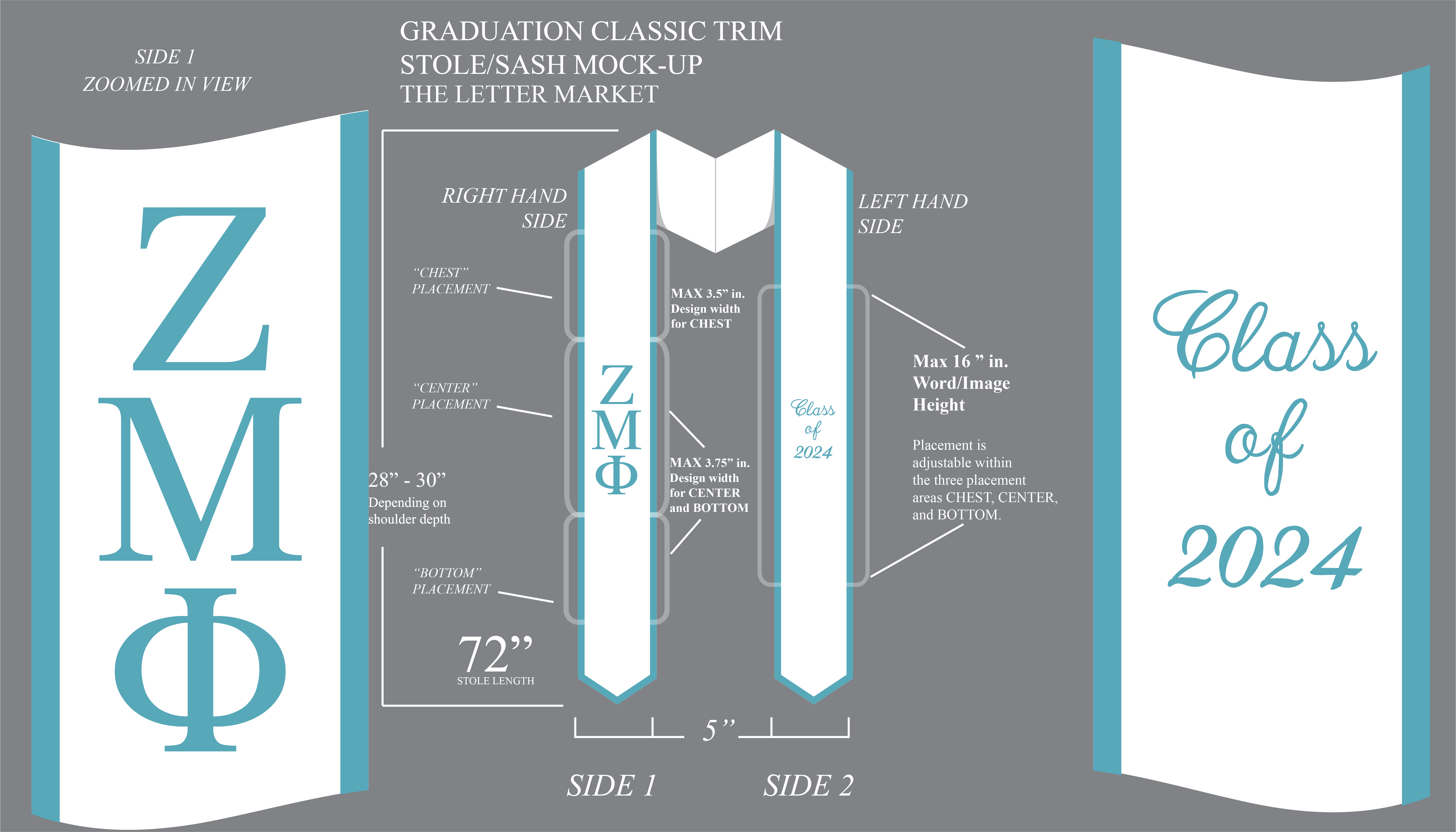 Zeta Mu Phi Embroidered Graduation Stole – The Letter Market