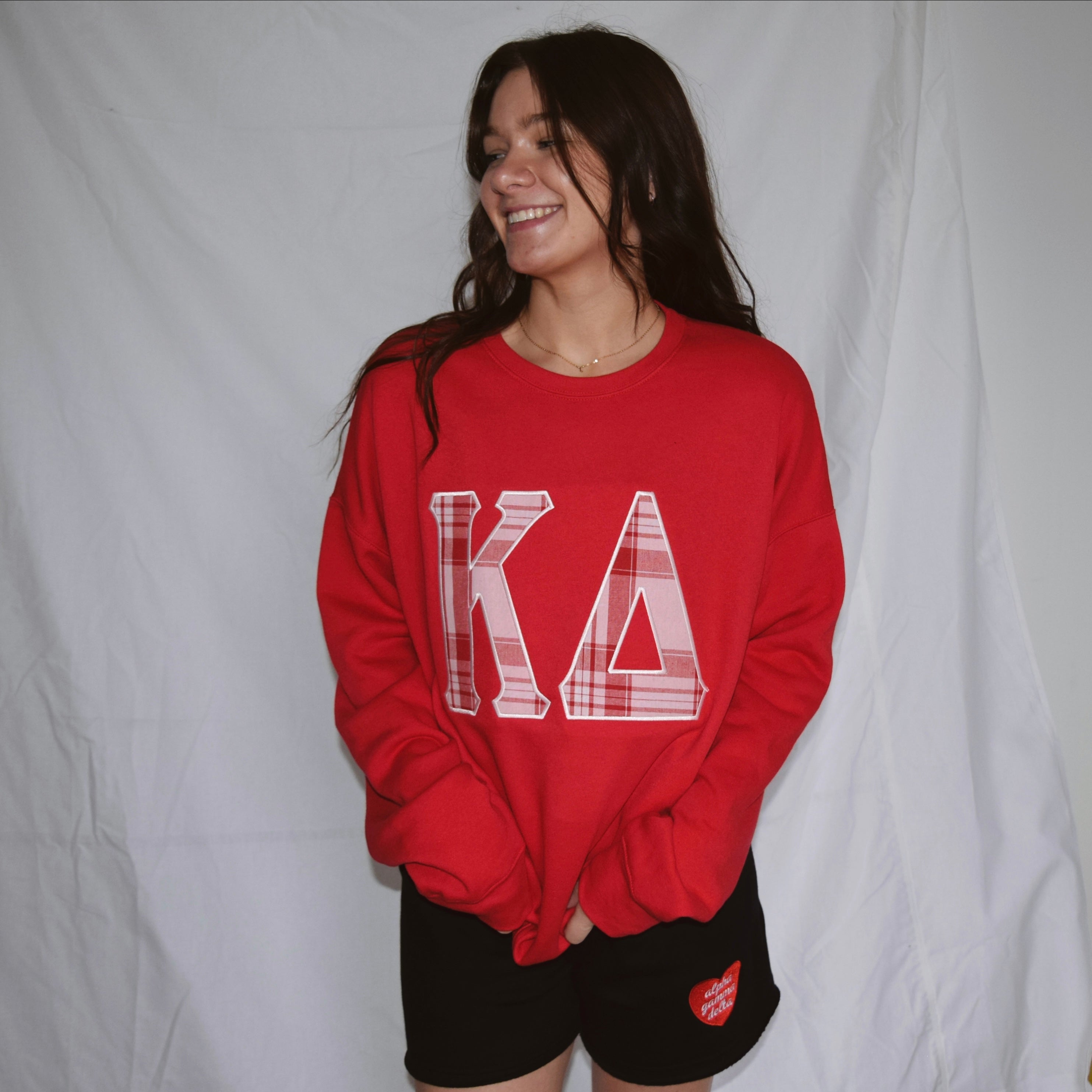 Red & Pink Valentine Plaid Applique Bella Crewneck – The Letter Market